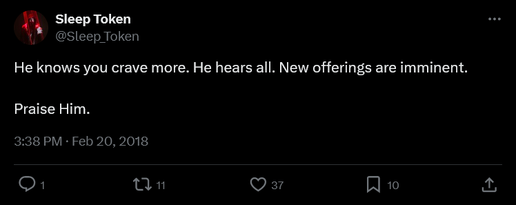 Social Media Update: February 20 2018 – The Sleep Token Archive